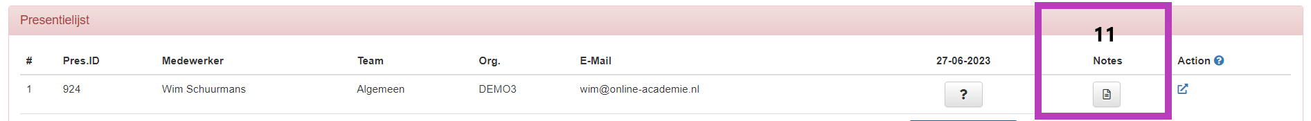 Presentielijst – BCS Learning Docs